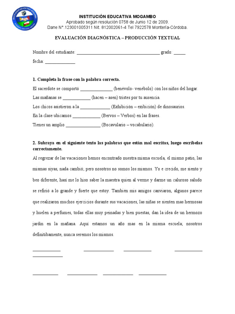 Evaluación Diagnóstica 2023 Pdf 6533