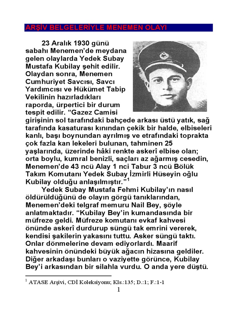 Arv Belgeleryle Menemen Olayi | PDF