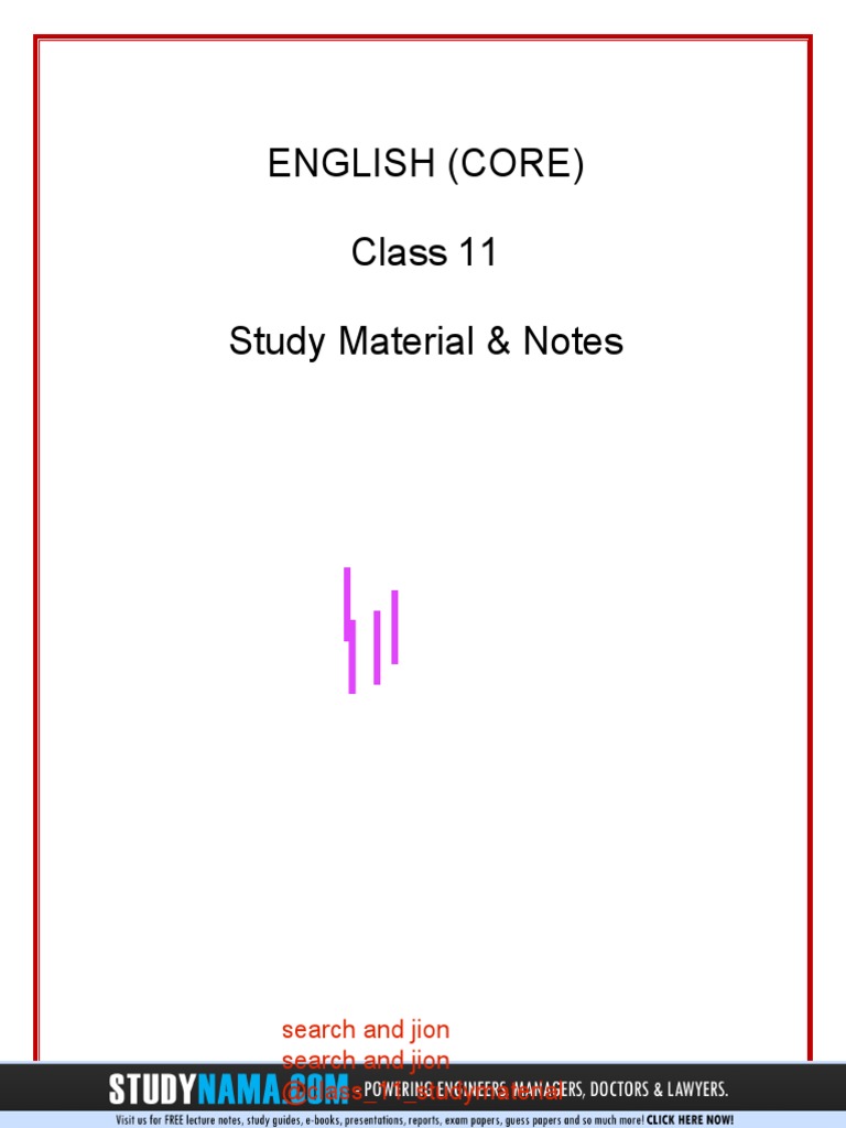 English Core - Class 11 Notes and Study Material | PDF | Vegetables ...