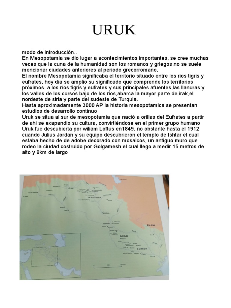 Uruk | PDF | Mesopotamia | Antiguo Cercano Oriente