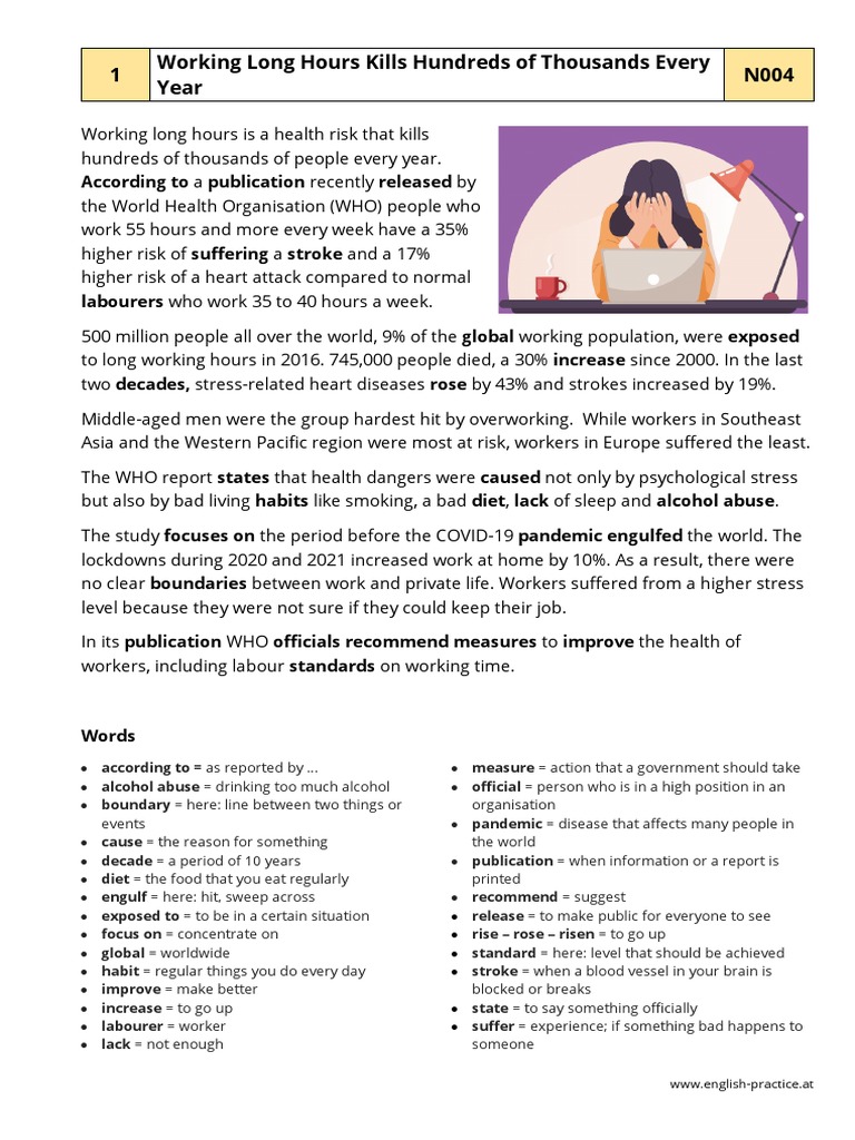 Long Hours Increase Health Risks | PDF | World Health Organization ...