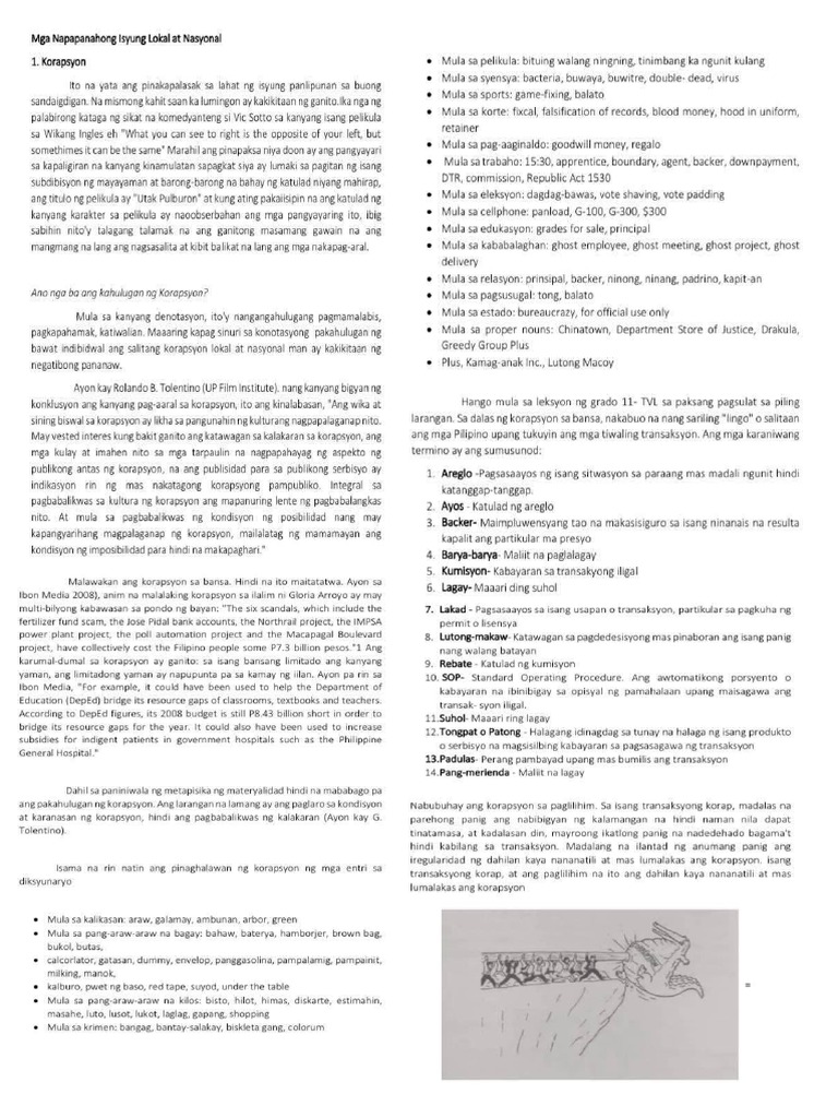 Komfil - Korapsyon Reviewer | PDF