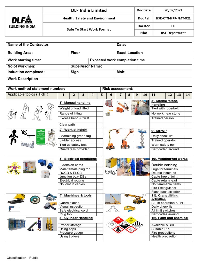 General work permit - HSE-CTN-HPP-FMT-021 | PDF | Personal Protective ...