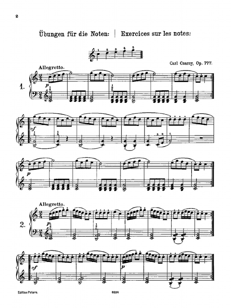 Ej. 1-4 Czerny, Los 5 Dedos | PDF