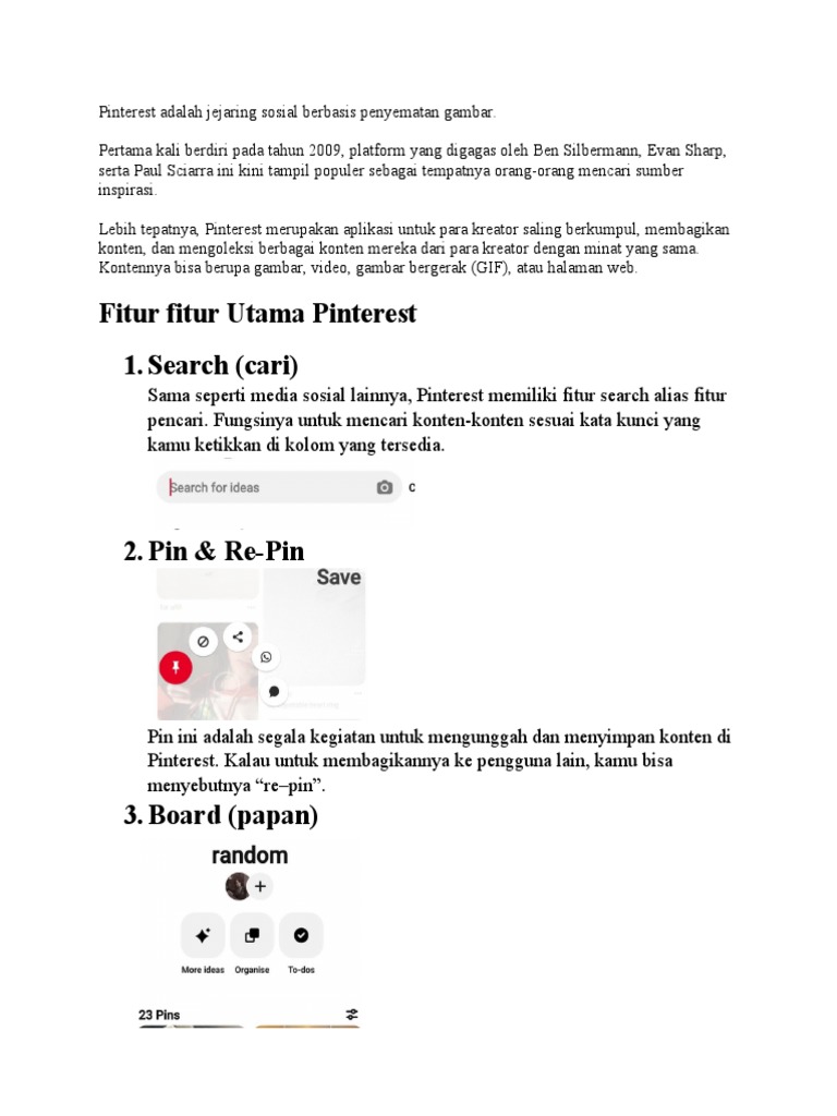 Fitur Fitur Utama Pinterest 1. Search (Cari) | PDF