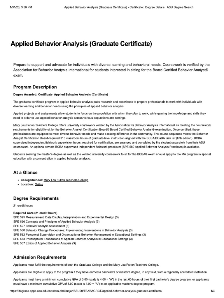 ABA Graduate Certificate | PDF