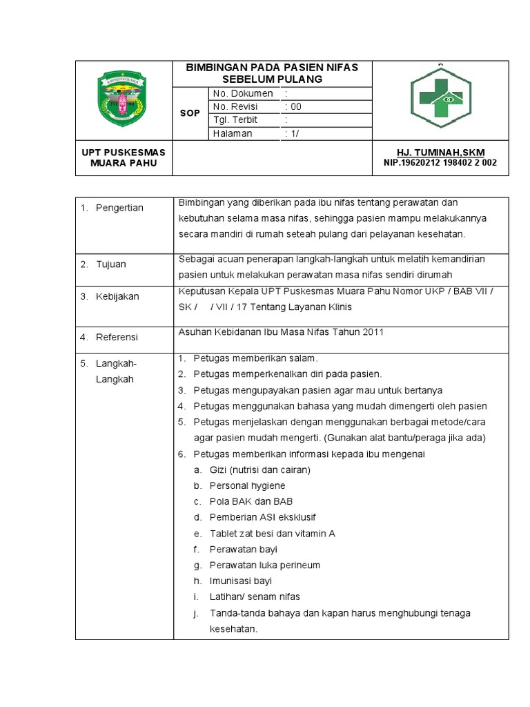 Sop Bimbingan Pulang Bufas | PDF