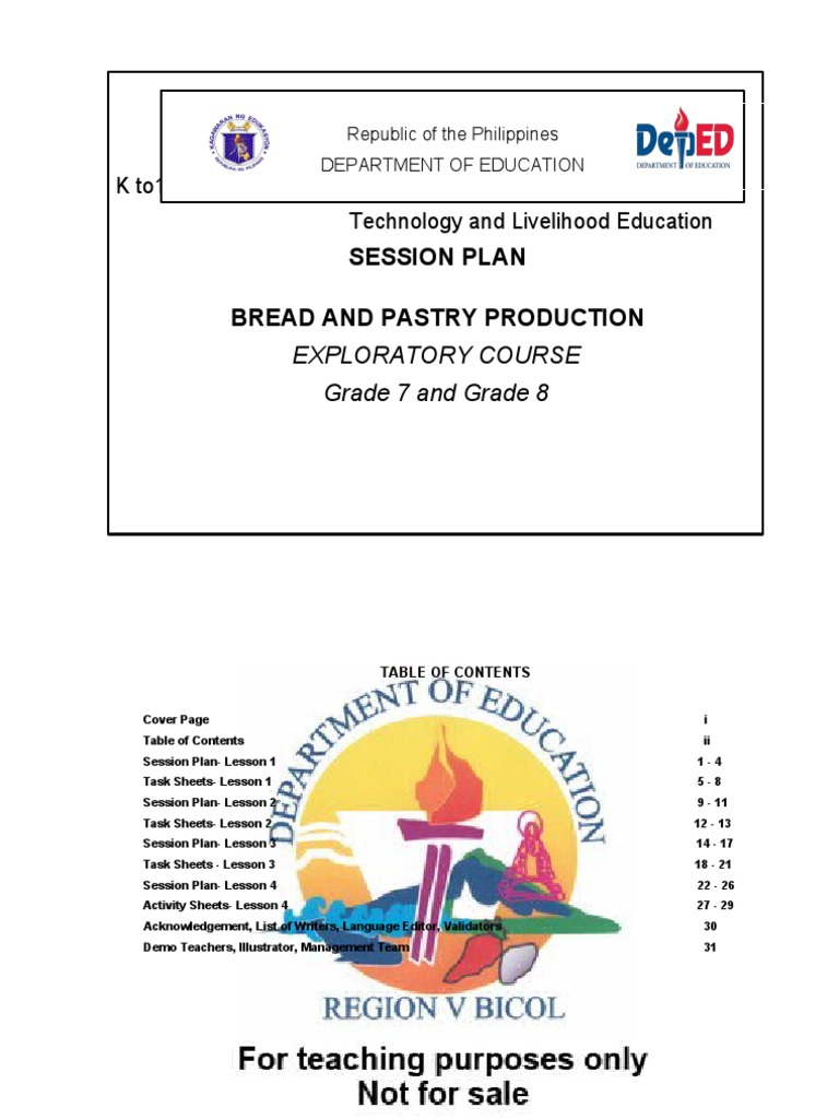 TLE G7&8 Bread and Pastry Production | PDF | Rubric (Academic) | Baking