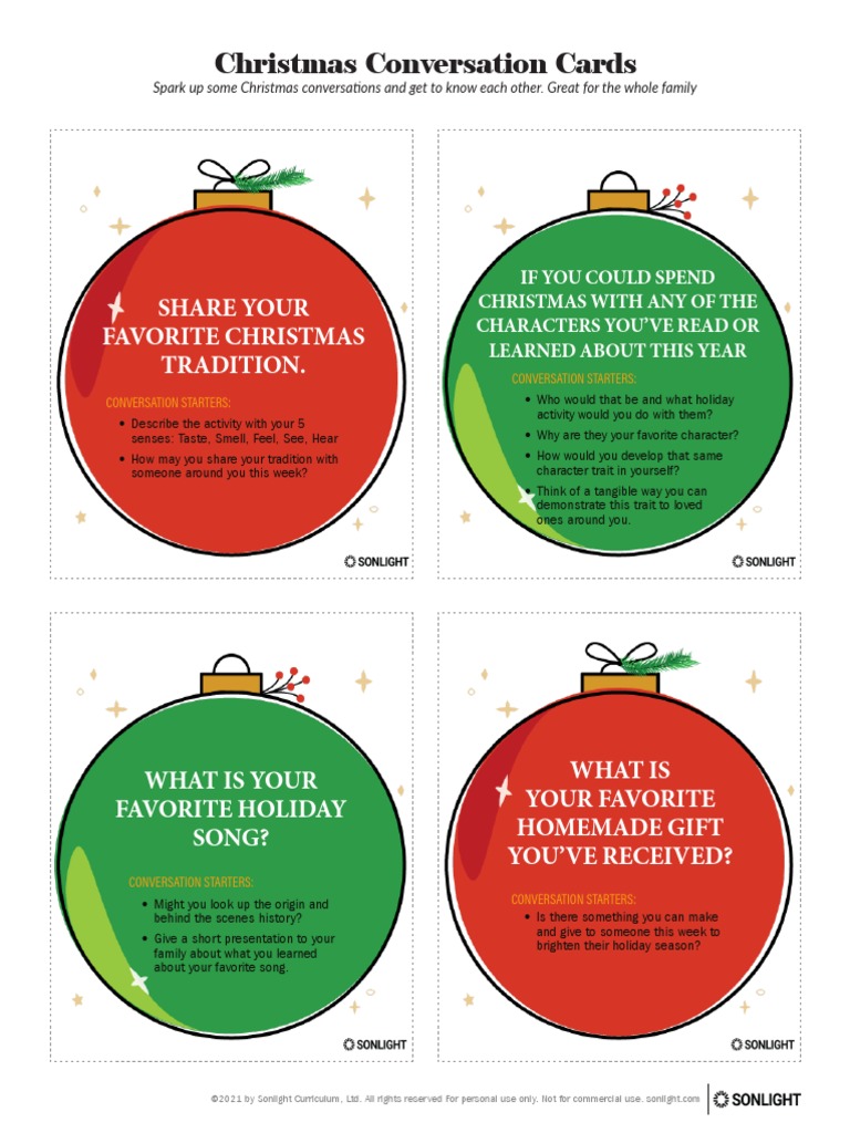 Christmas Conversation Cards | Download Free PDF | Christmas