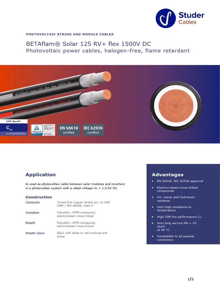 Datasheet BF Solar 125 RV Flex 1500V DC 0000461 V02 | PDF