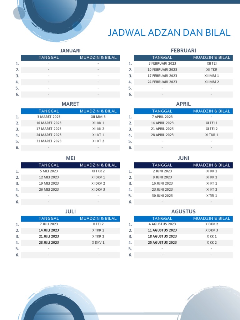 Jadwal Adzan Dan Bilal 1.0 | PDF