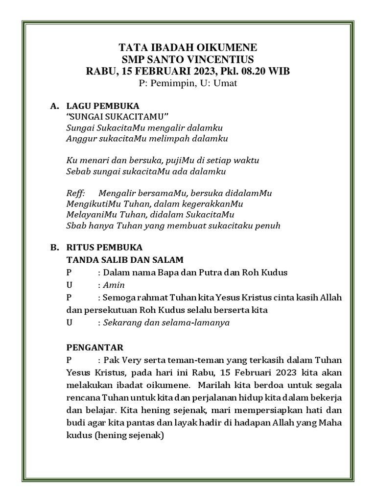 TATA IBADAH OIKUMENE Umat | PDF