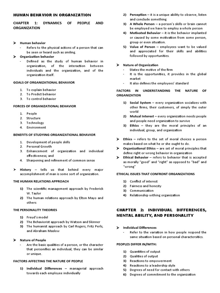 Understanding Organizational Behavior and Human Dynamics in the ...