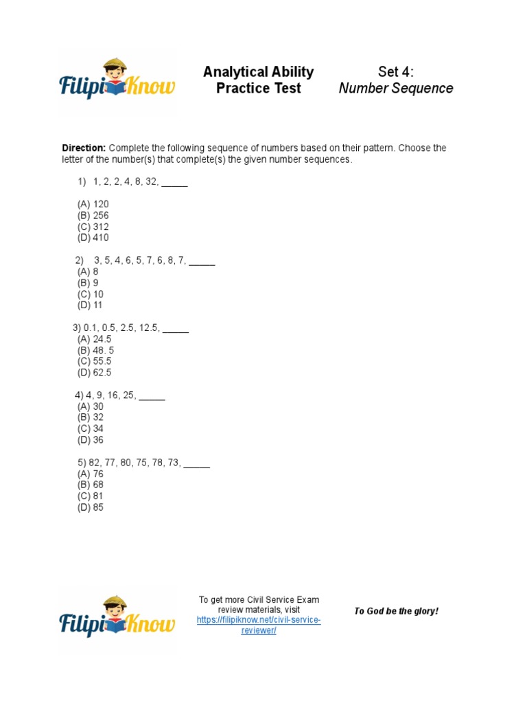 Number Pattern Recognition: Analytical Ability Practice Test Provides ...