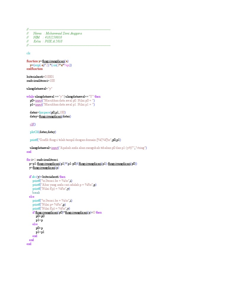 UTS Sains Komputasi - Muhammad Doni Anggara - 4181250010 | PDF