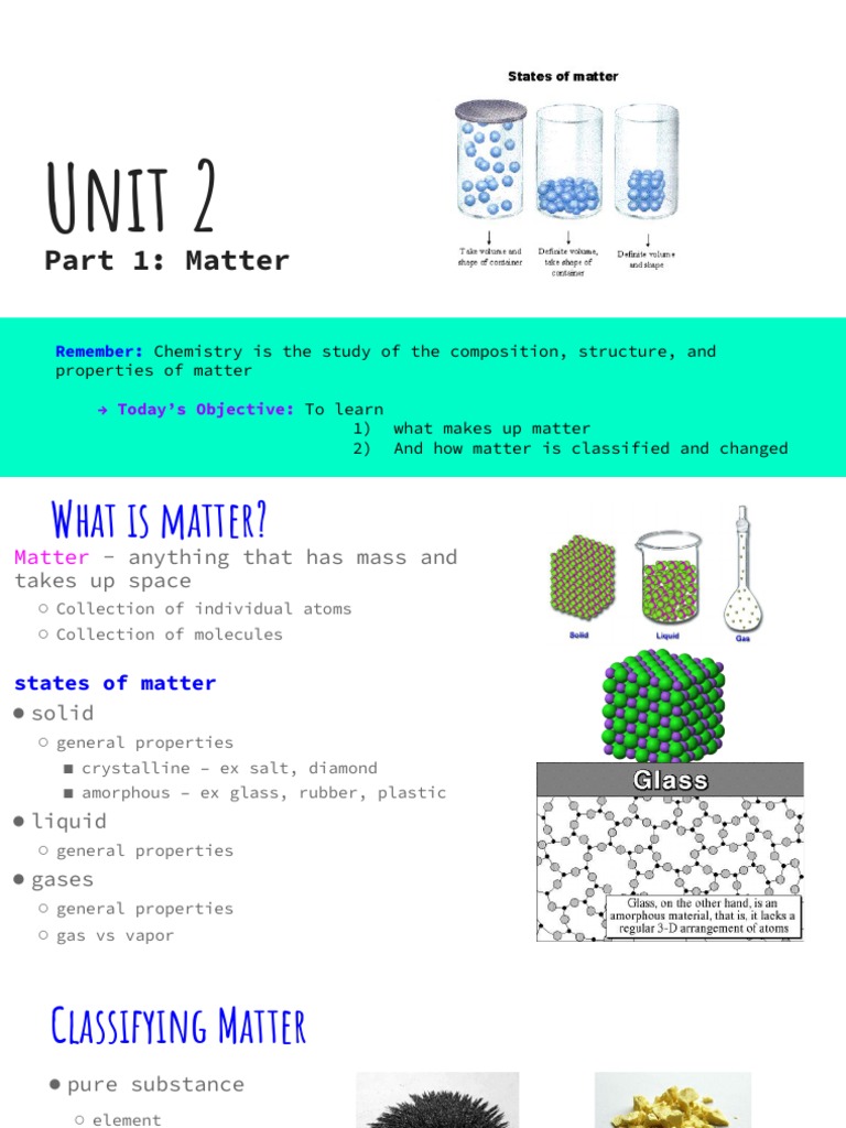 Unit 2 - Introduction To Matter | PDF | Mixture | Chemical Compounds