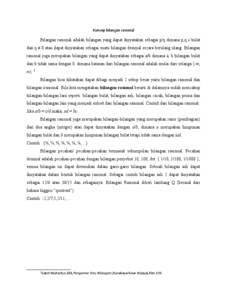 Konsep Bilangan Rasional Dan Bulat | PDF