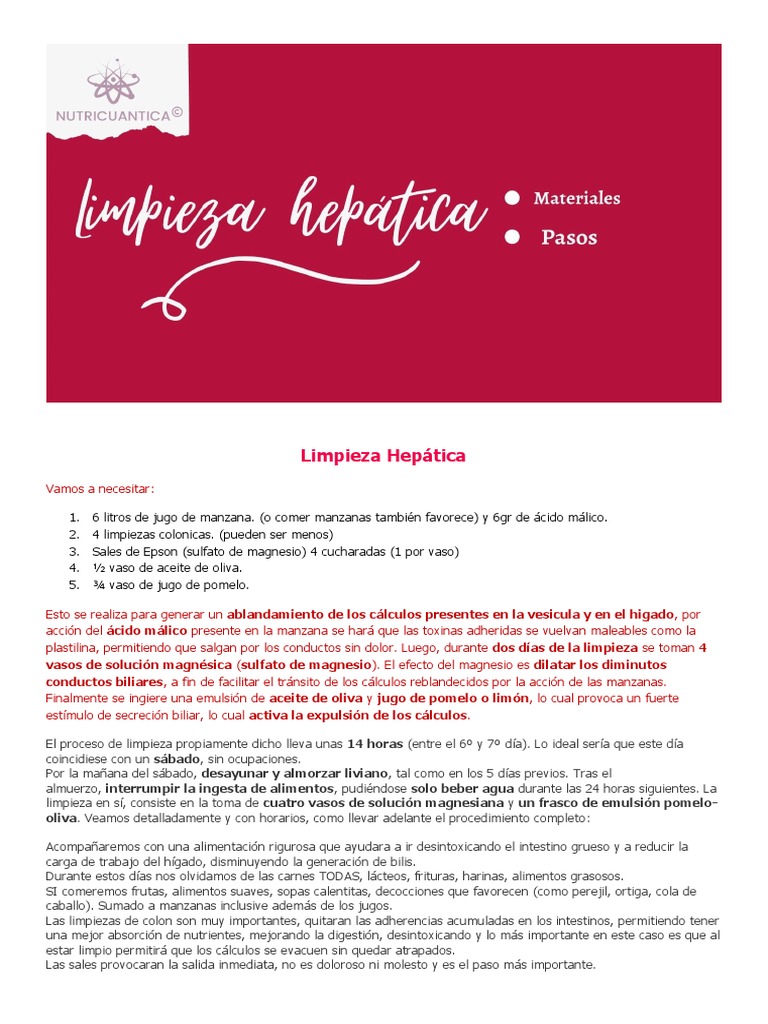 Limpieza Hepática: Guía Completa | PDF | Bilis | Vesícula biliar