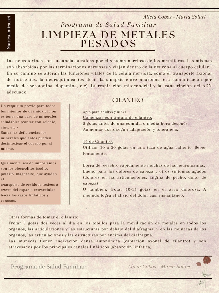 Quelación - Cilantro Chlorella | PDF | Desintoxicación | Neurona