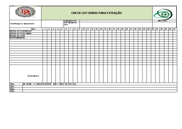 Check List Diário EXTENSÃO | PDF
