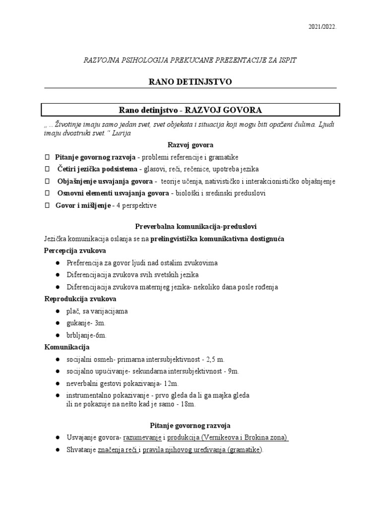 Razvojna Psihologija Skripta | PDF