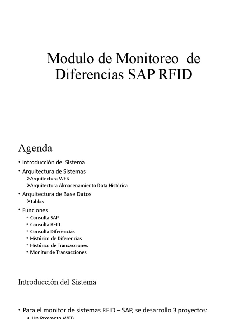 Modulo de Monitoreo de Diferencias SAP RFID | PDF | Datos ...