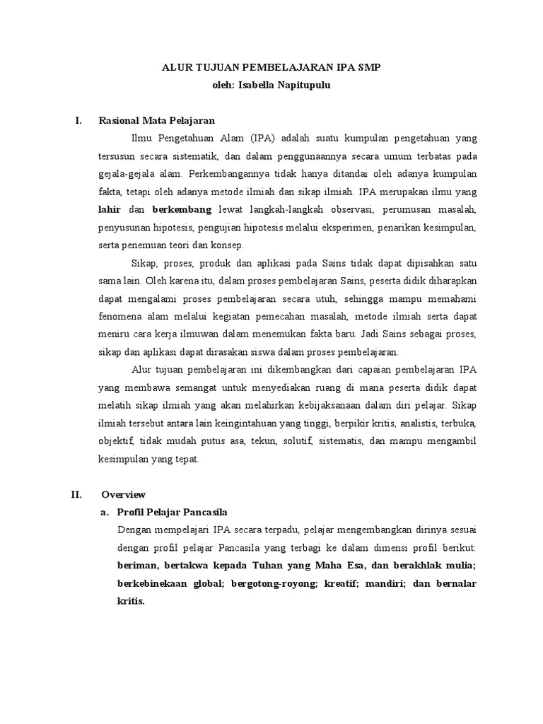 Final Atp - Ipa - Isabella Napitupulu - SMP - D | PDF