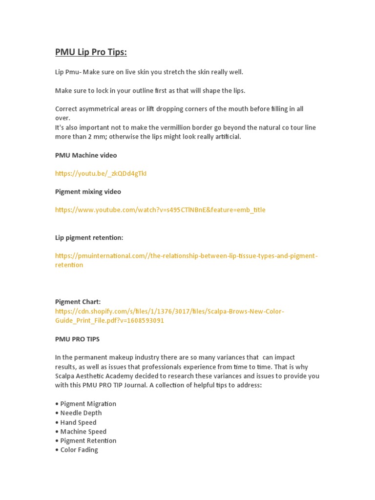 PMU Lip Pro Tips | PDF | Skin | Eyebrow
