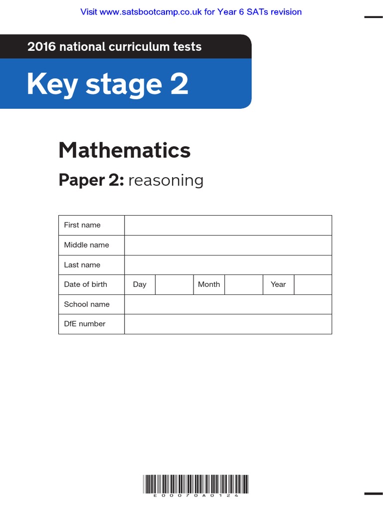 2016 ks2 Mathematics Paper2 Reasoning | PDF | Copyright | License