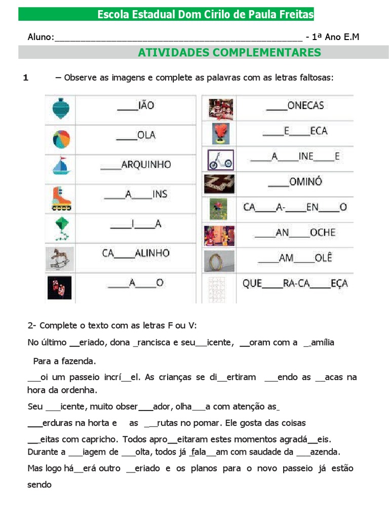 Atividade Complementar Arthur - Portugues | PDF