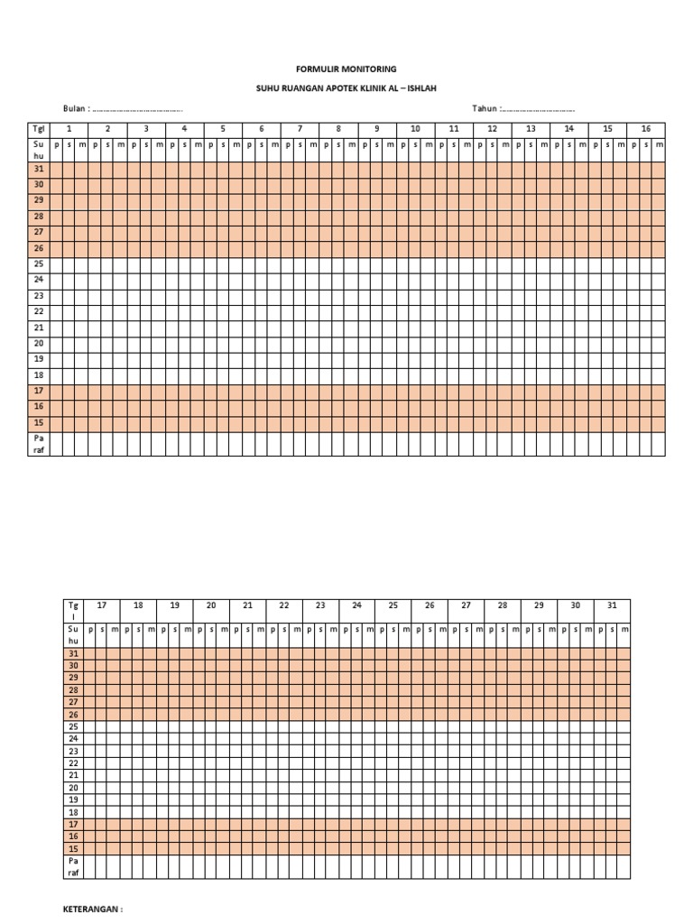 Form Monitoring Suhu | PDF | Metode & Bahan Ajar