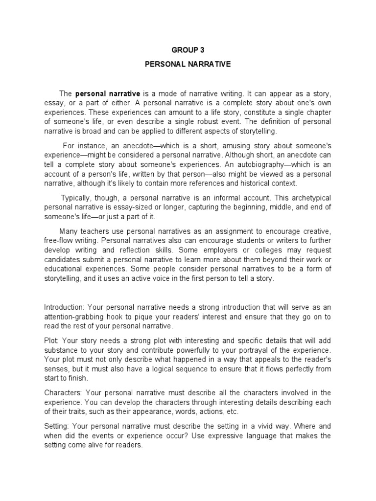 Personal Narrative | PDF | Narrative | Experience