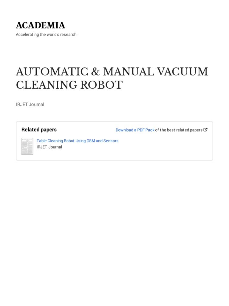Automatic & Manual Vacuum Cleaning Robot | PDF | Vacuum Cleaner | Robot