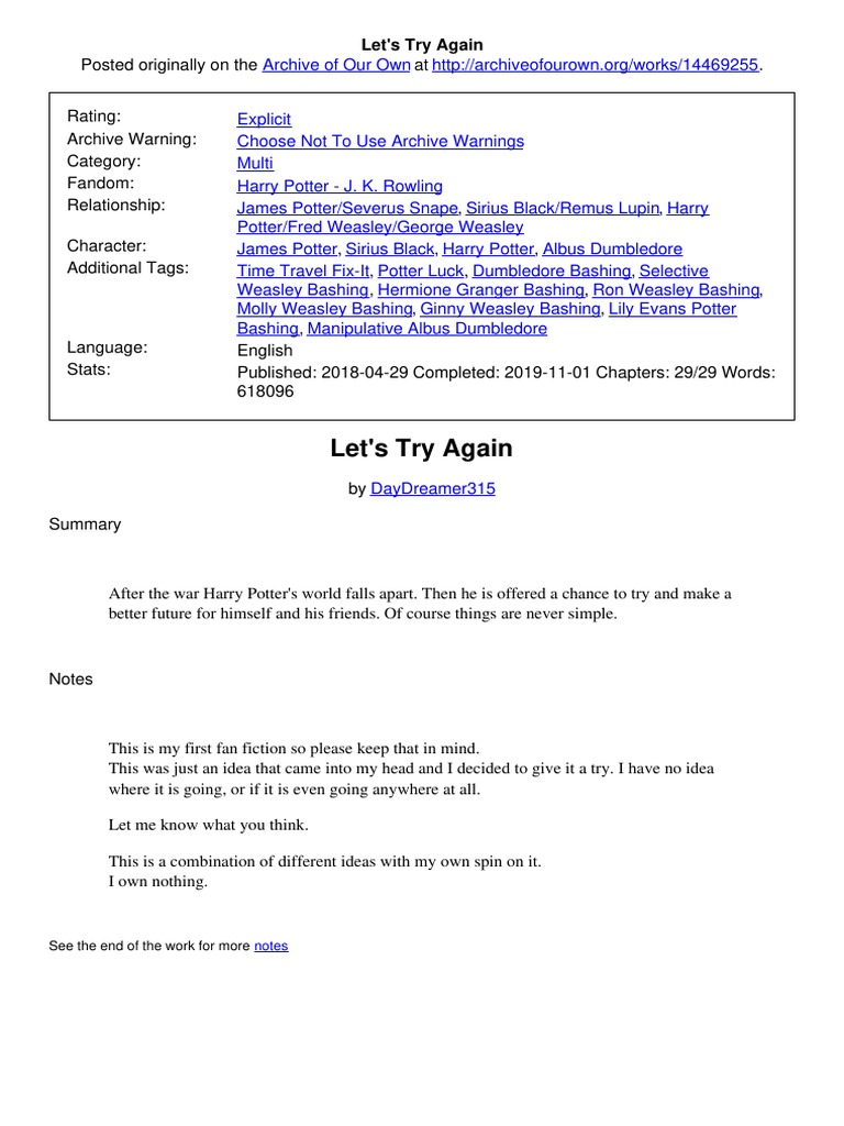 Lets Try Again | PDF | Harry Potter