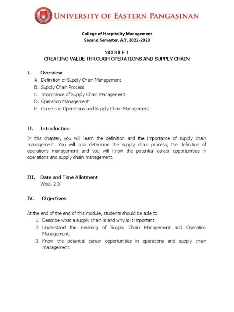 HPC Module 1 | PDF | Supply Chain | Supply Chain Management