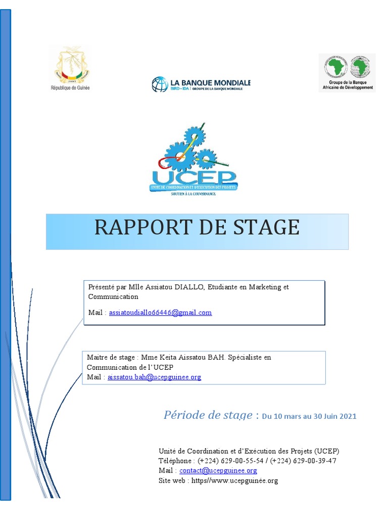 Rapport de Stage à l'UCEP 2021 | PDF | Microsoft Excel | Microsoft Word