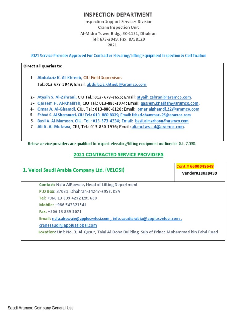 2021 Service Provider Approved For Contractor ElevatingLifting ...
