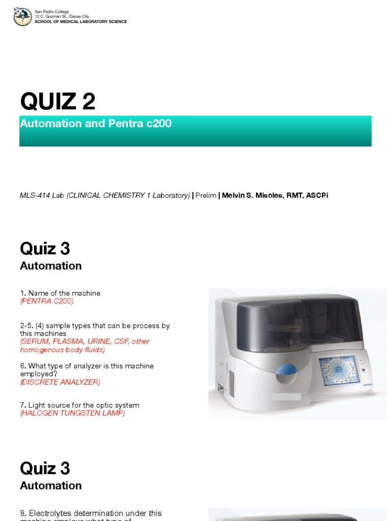 Pentra C200 Automation in Biochemistry | PDF | Automation | Physical ...