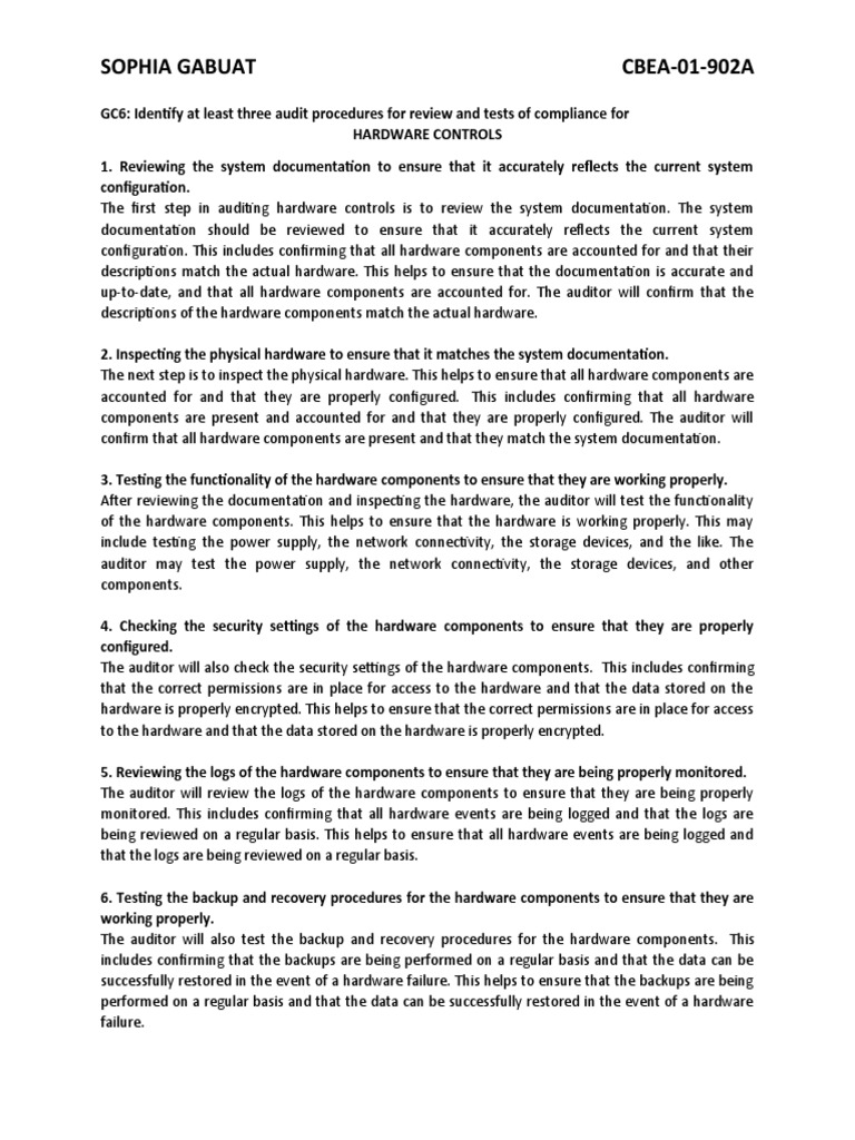 Assignment GC6 | PDF | Computer Hardware | Audit