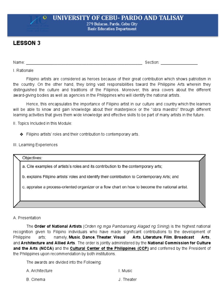 Contemporary Arts-Unit 3 | PDF | Philippines | Cognitive Science