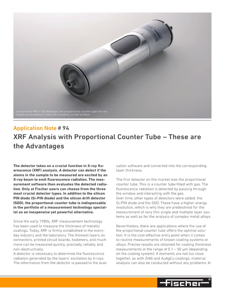 Proportional Counter Tube in XRF Analysis | PDF | Chemistry | Physical ...
