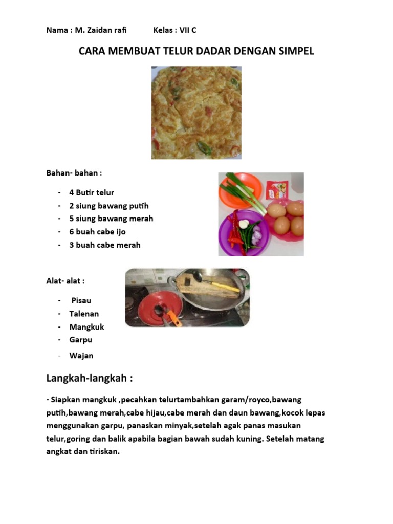 Cara Membuat Telur Dadar Dengan Simpel (Teti) | PDF