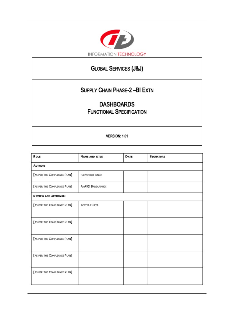 Func-Spec-V1.1 - Dashboards | PDF | Version Control | Specification (Technical Standard)