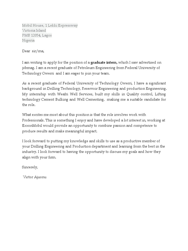 Cover Letter - Graduate Trainee | PDF