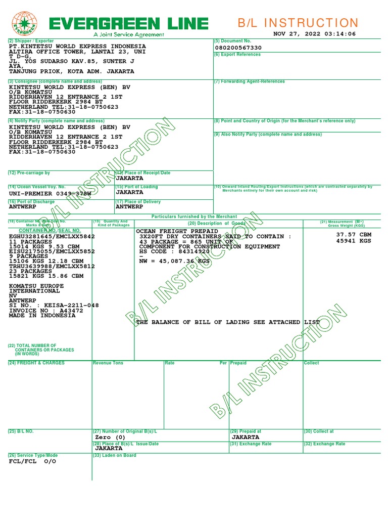 B - L Instruction | PDF | Cargo | Consumer Goods