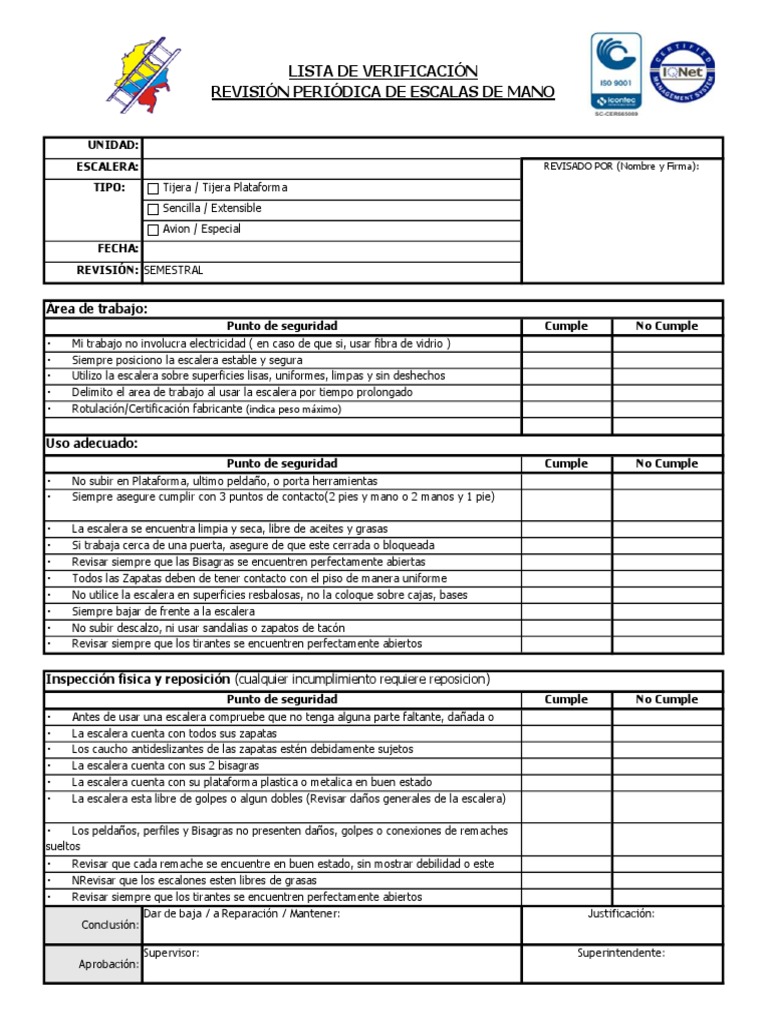 Checklist Escaleras | PDF