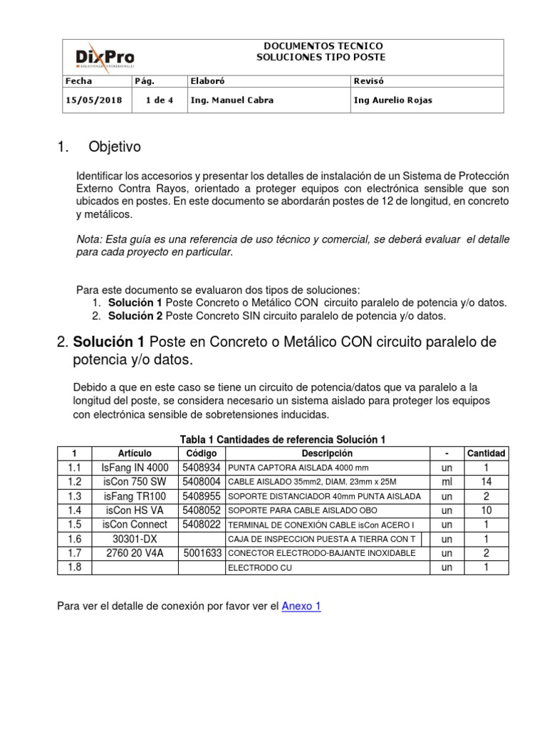 Documento Tecnico # 3. Soluciones Tipo Poste - R0 | PDF | Bienes manufacturados | Ingenieria ...