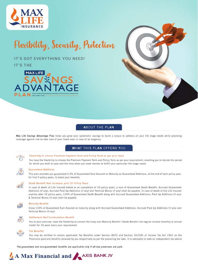 Max Life Savings Advantage Plan Overview | PDF | Insurance | Life Insurance