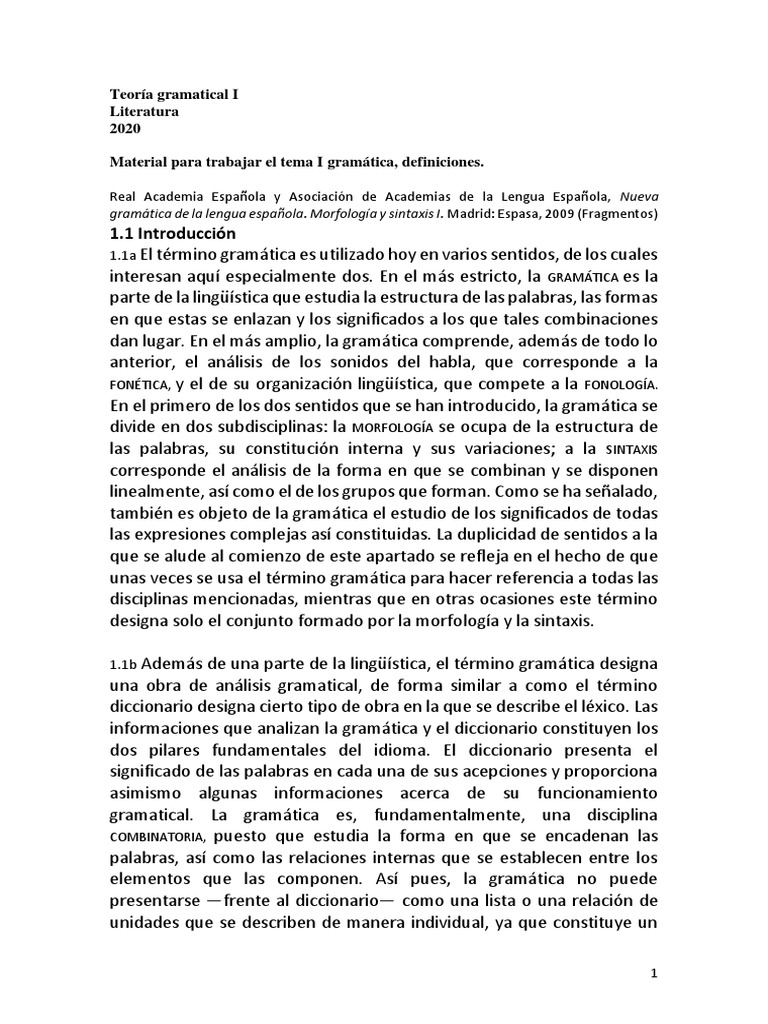 RAE Material para Tema I Gramática | Descargar gratis PDF | Gramática ...