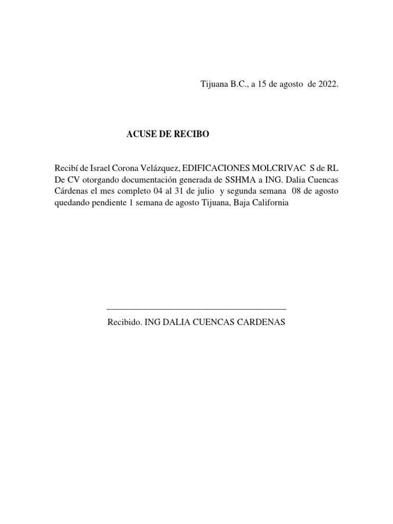 Recibo de Acuse Propio | PDF